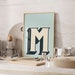 Vintage Letter M Light Blue Poster for Home Print Typography - Etsy