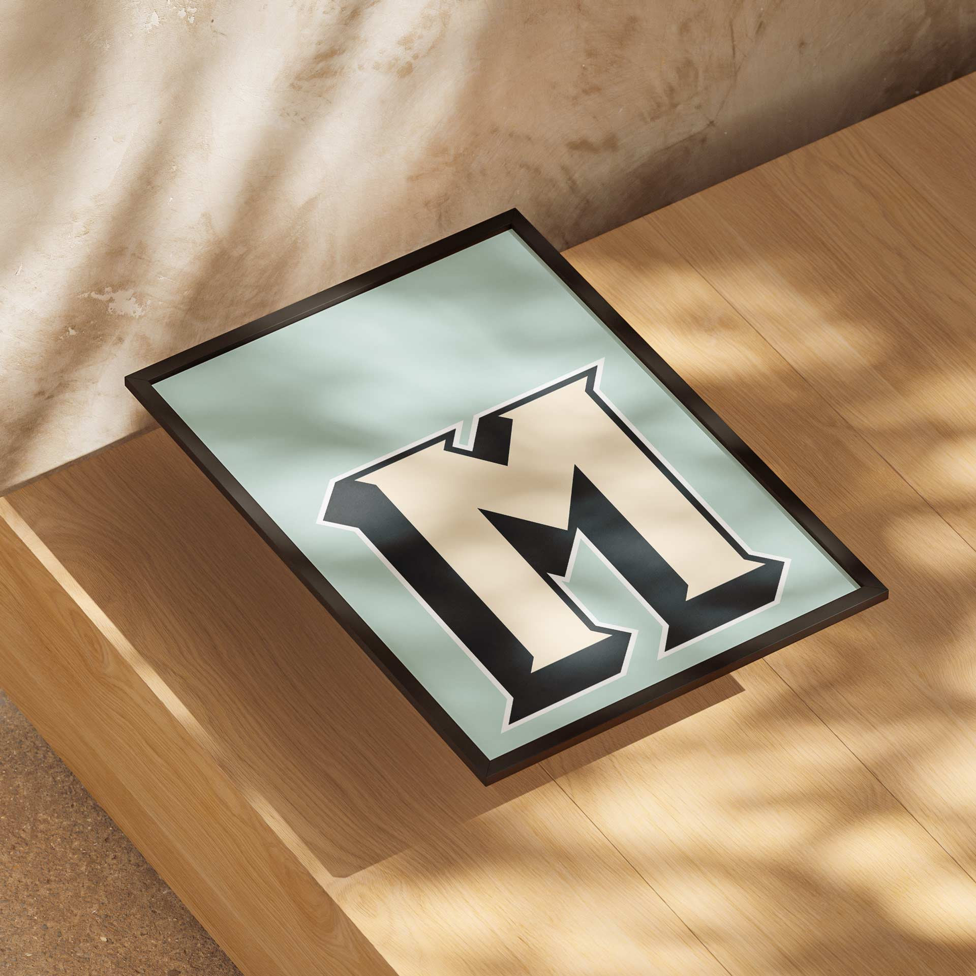 Vintage Letter M Light Blue Poster for Home Print Typography - Etsy