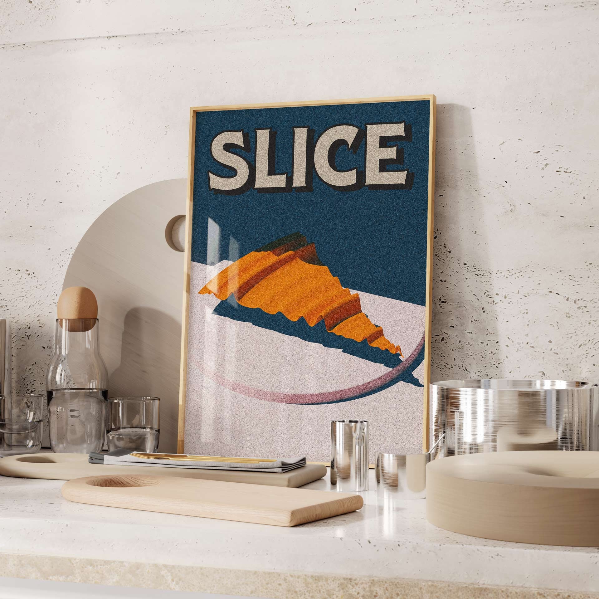 Pizza Slice Poster for Kitchen Print Pizza 3D Wall Art Poster ...