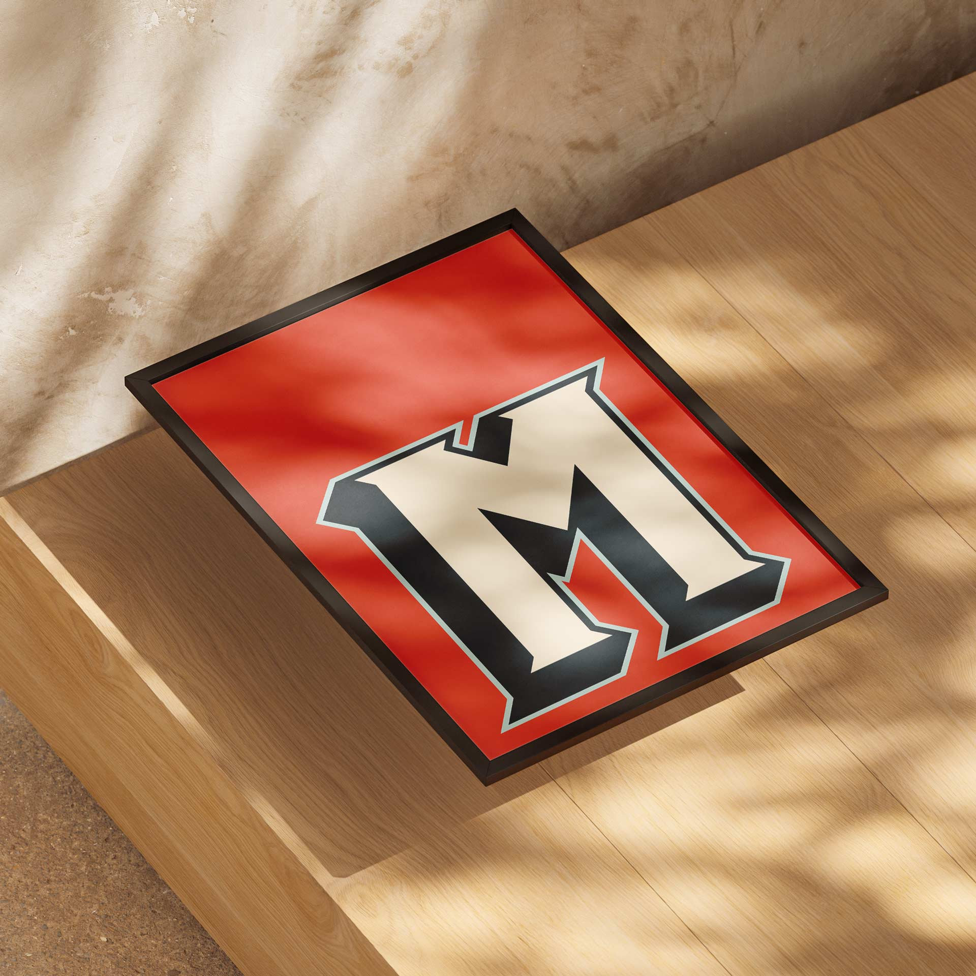 Vintage Letter M Red Poster for Home Print Typography Wall Art Vintage ...