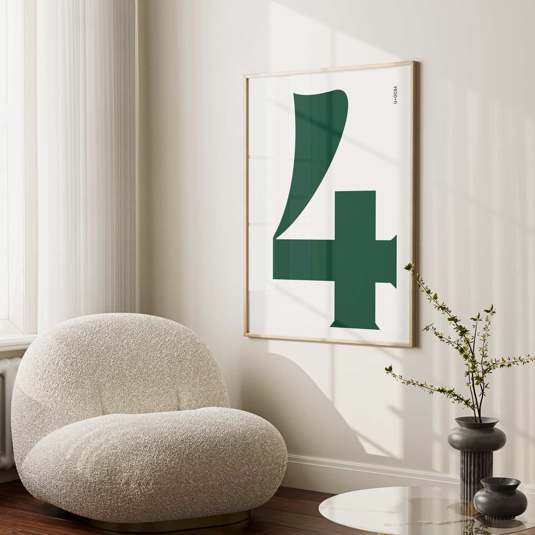 Number Four Poster for Home Print for Office Wall Art Premium Minimal ...