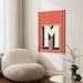 Vintage Letter M Red Poster for Home Print Typography Wall Art Vintage ...