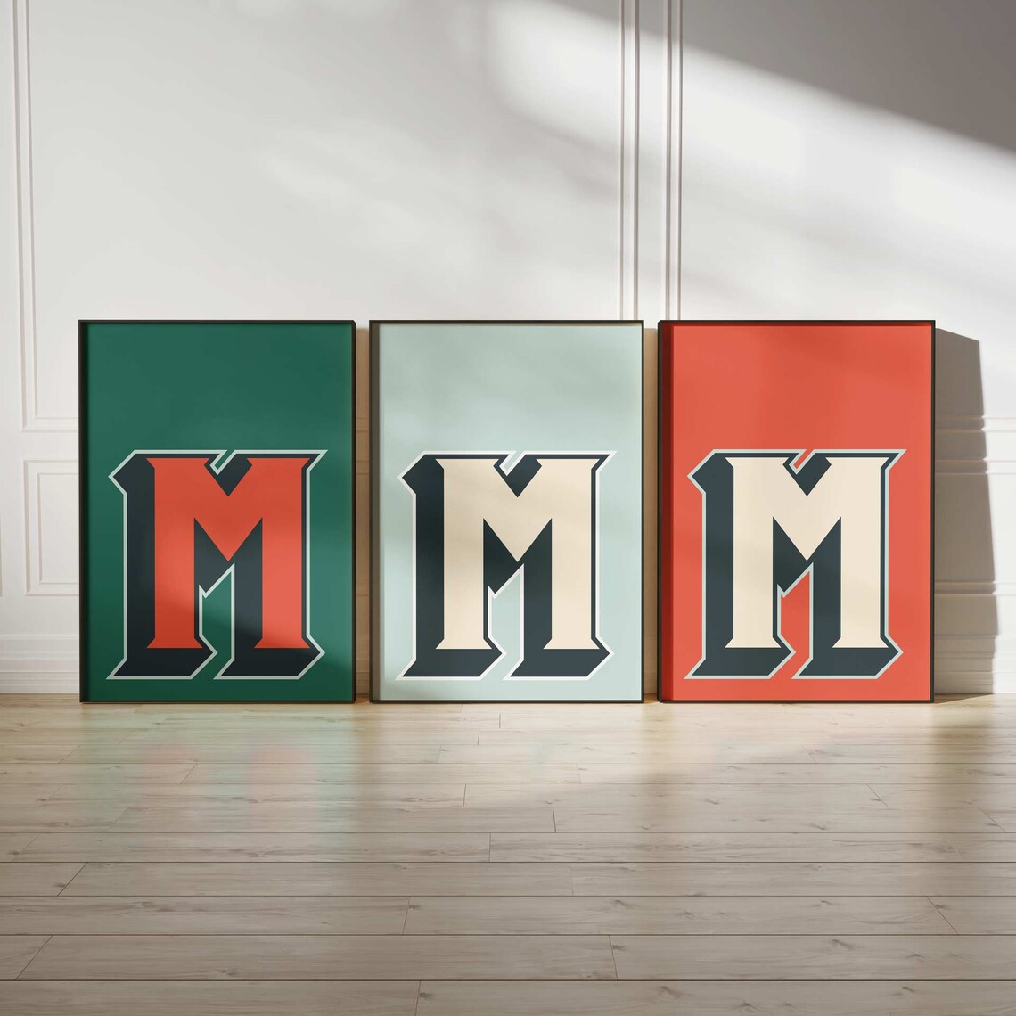 Vintage Letter M Red Poster for Home Print Typography Wall Art Vintage ...