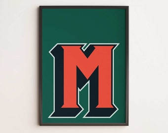 Vintage Letter M Light Blue Poster for Home Print Typography - Etsy