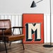 Vintage Letter M Red Poster for Home Print Typography Wall Art Vintage ...