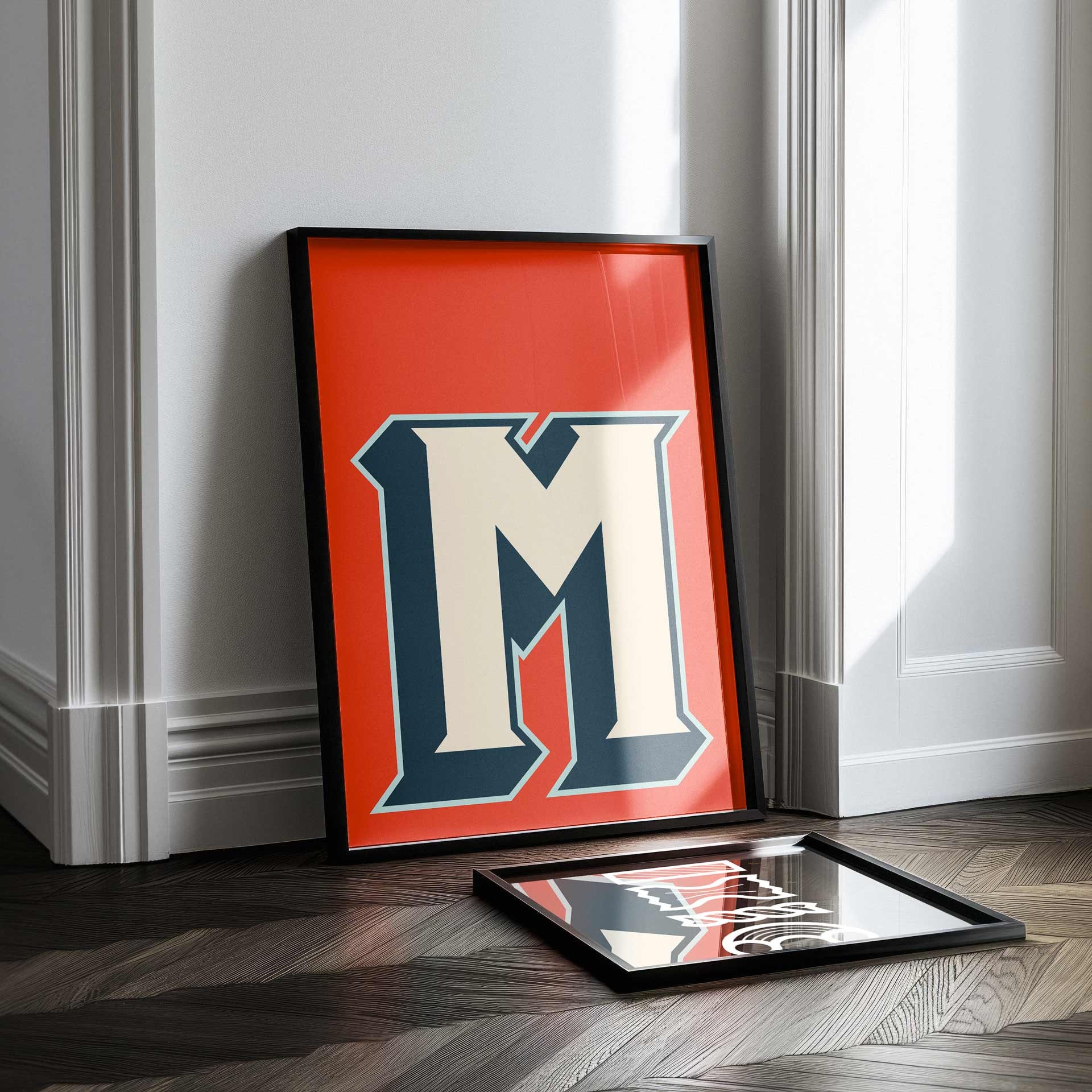 Vintage Letter M Red Poster for Home Print Typography Wall Art Vintage ...