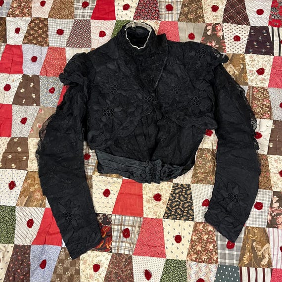 Antique Victorian Lace + Silk Bodice Top - Gem
