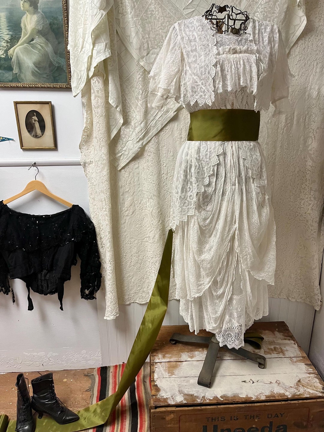 Antique Edwardian Tiered Lace Tea Gown - Etsy