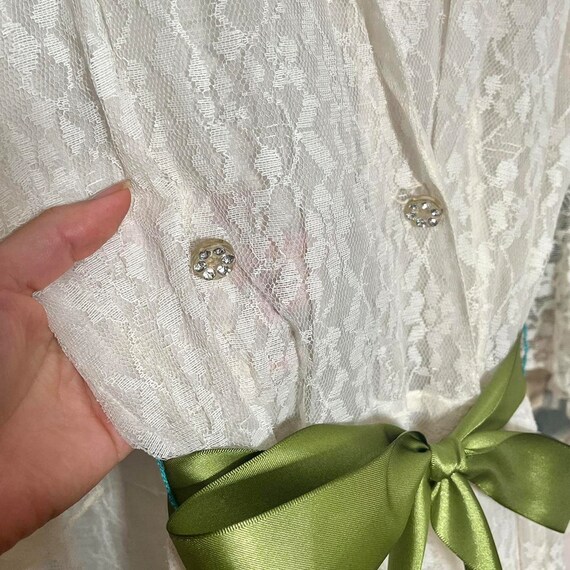 Vintage Lace Dressing Gown - Bridal Boudoir Robe - Gem