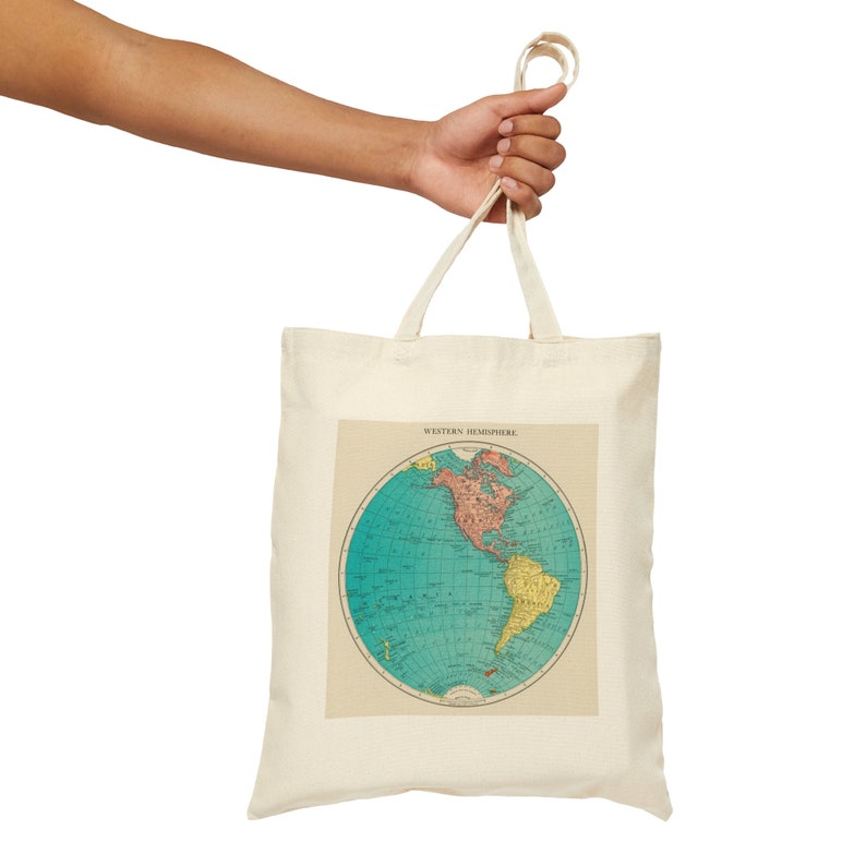 Globe, World Map, Western Hemisphere Cotton Canvas Tote Bag, Gift Bag ...