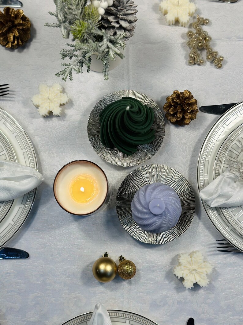 Pine Swirl Christmas Tree Candle: Scented Soy Wax Holiday Decor - Etsy