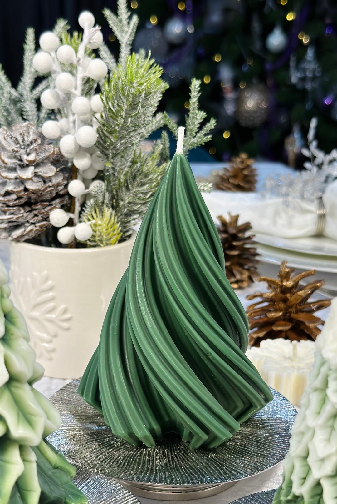 Christmas Tree Candle, Handmade Natural Candle, Christmas Gift, Holiday ...