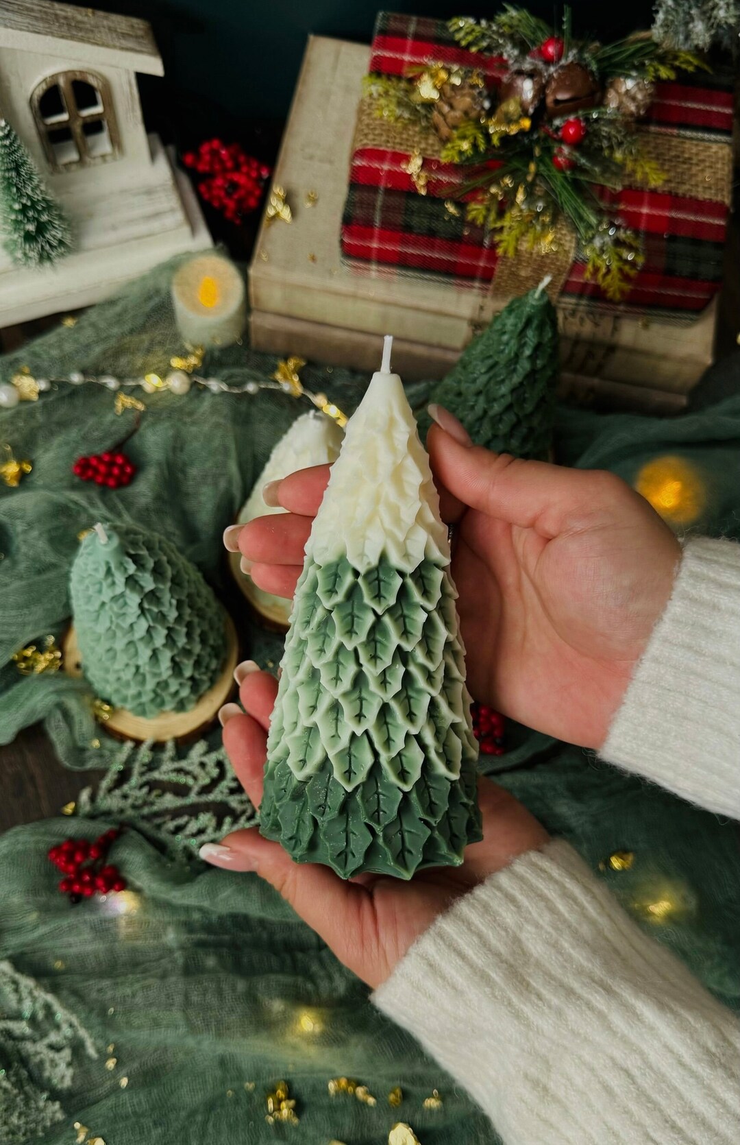 Fir Tree Soy Candle: Snow Cap Christmas Decor, Natural Scent - Etsy
