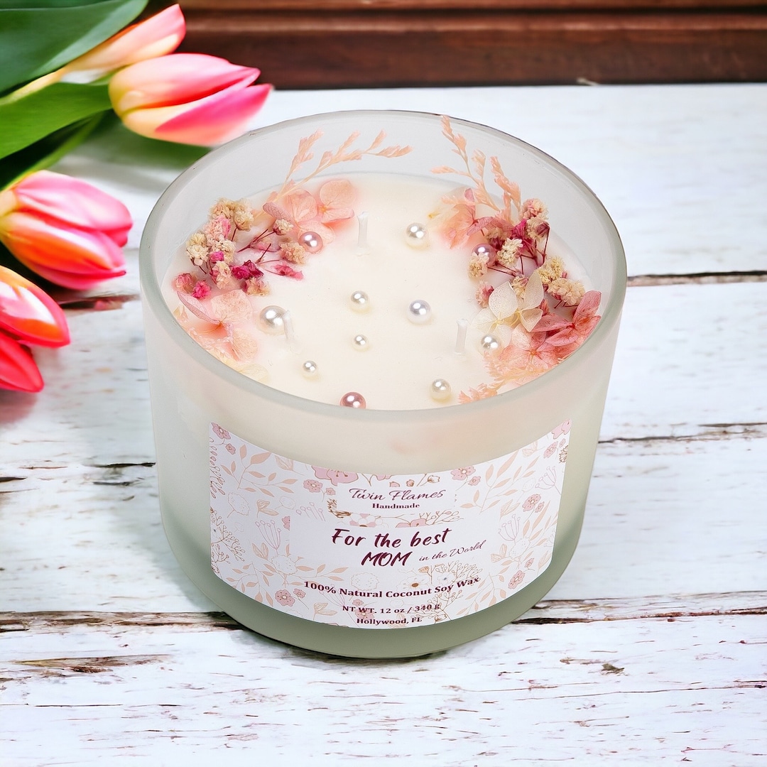 Personalized Gift for Mother L Candle With Flowers L Mother's Day ...