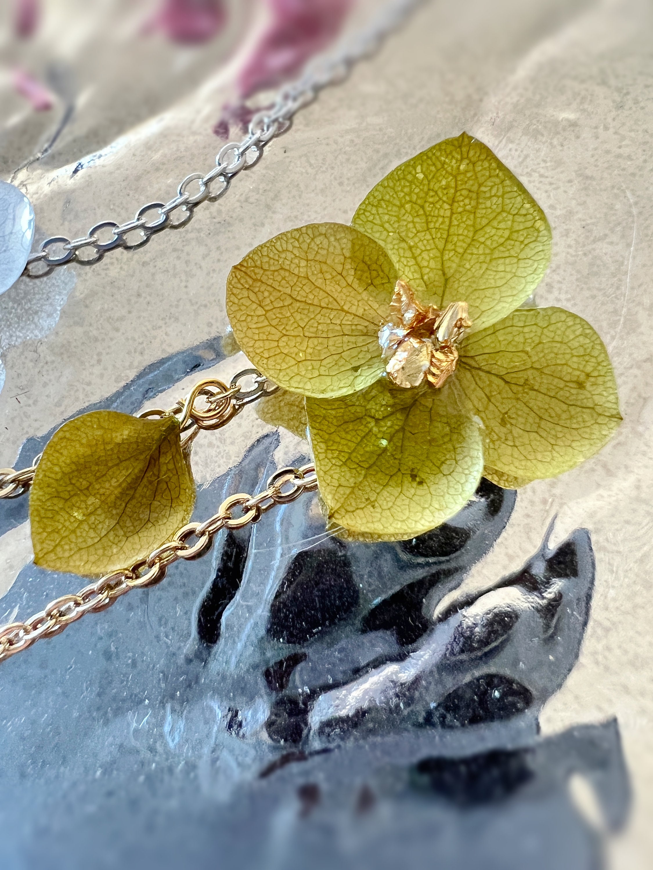 Real Hydrangea Bracelet: 14k Gold Plated Botanical Jewelry, Handmade in ...