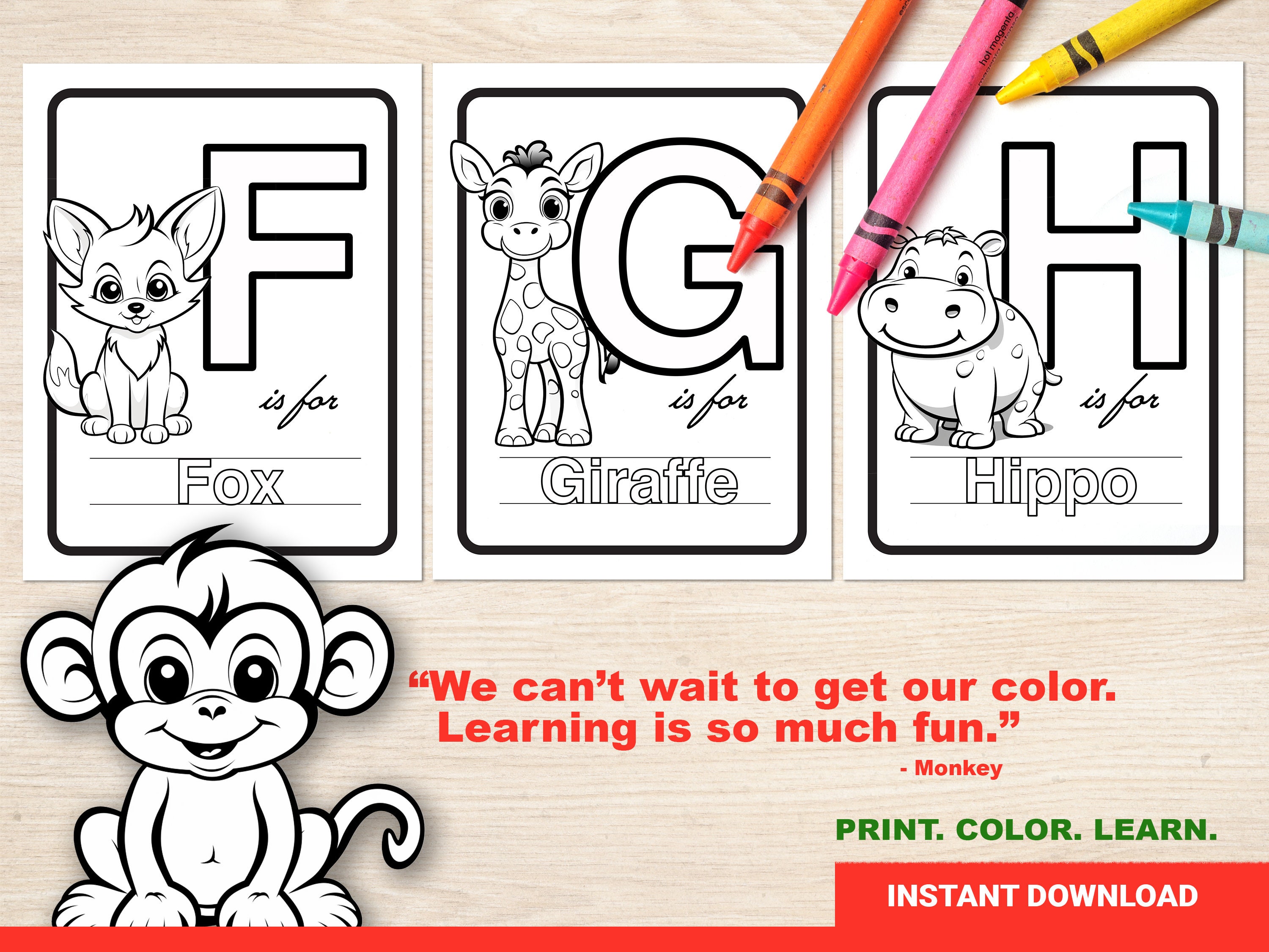 Animal Alphabet Coloring Book L Coloring Book for Kids L A-Z Coloring ...