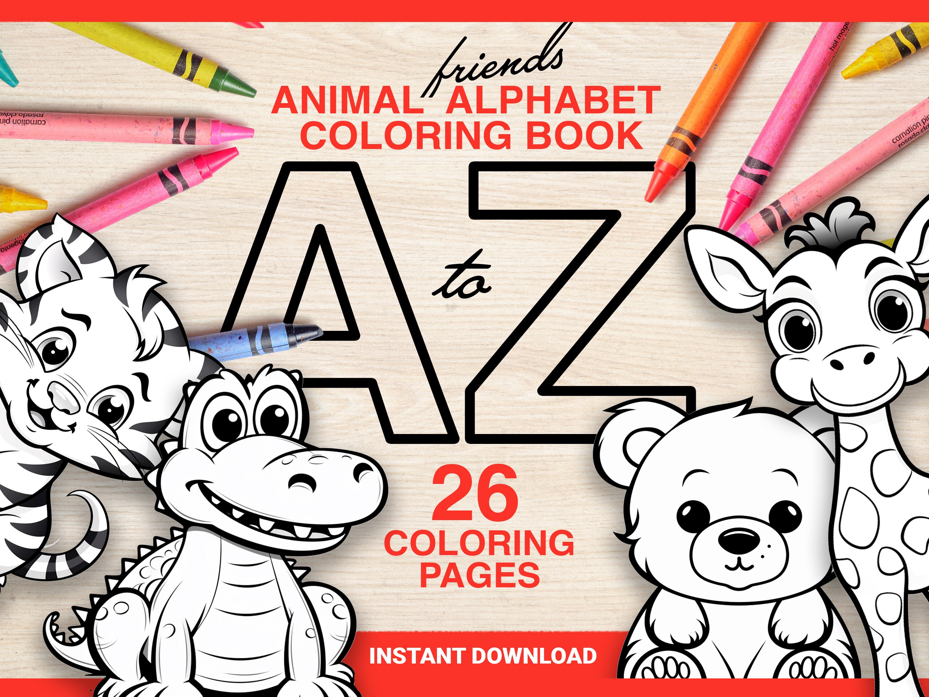 Animal Alphabet Coloring Book L Coloring Book for Kids L A-Z Coloring ...