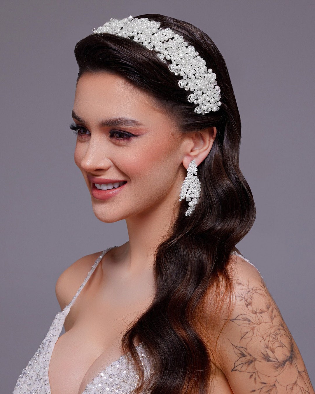Pearl Detailed Headpiece, Pearl & Crystal Bridal Tiara, Bridal Hair ...