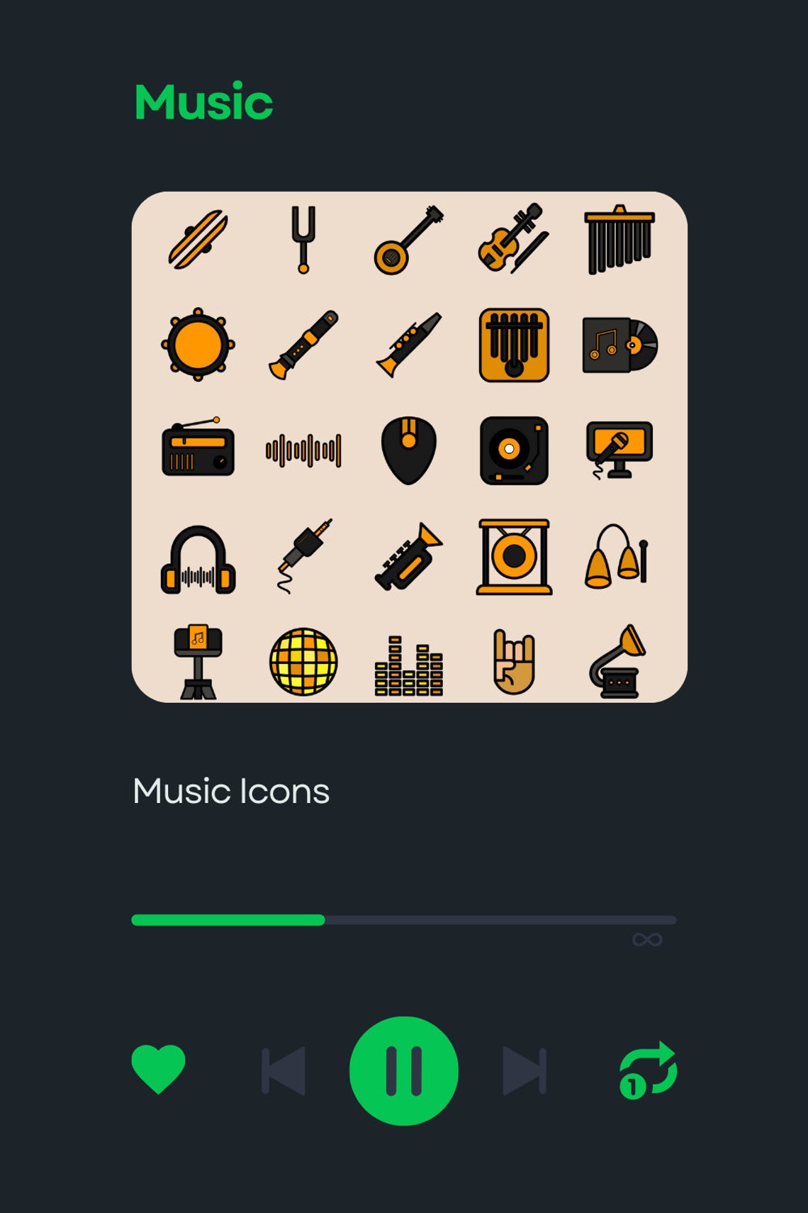 300 Music Icons Pack Bundle, Icon Set, Music Icon in Line, Flat and ...