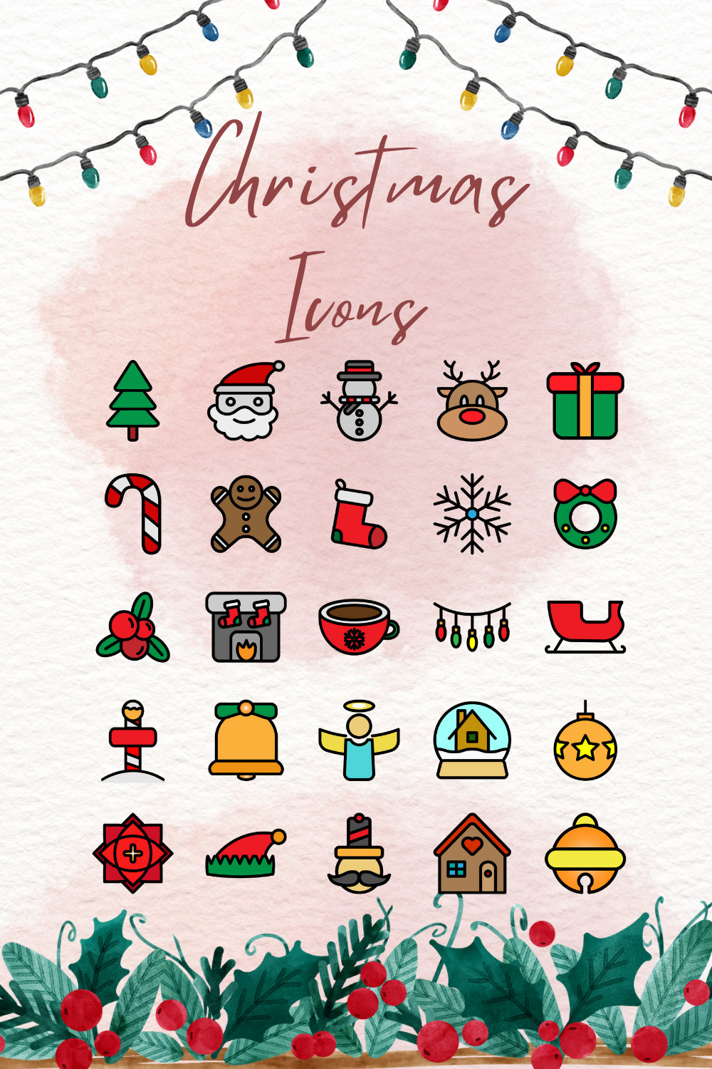 Christmas Icon Set Svg , SVG Icons, Christmas Svg, Santa Svg, Christmas ...