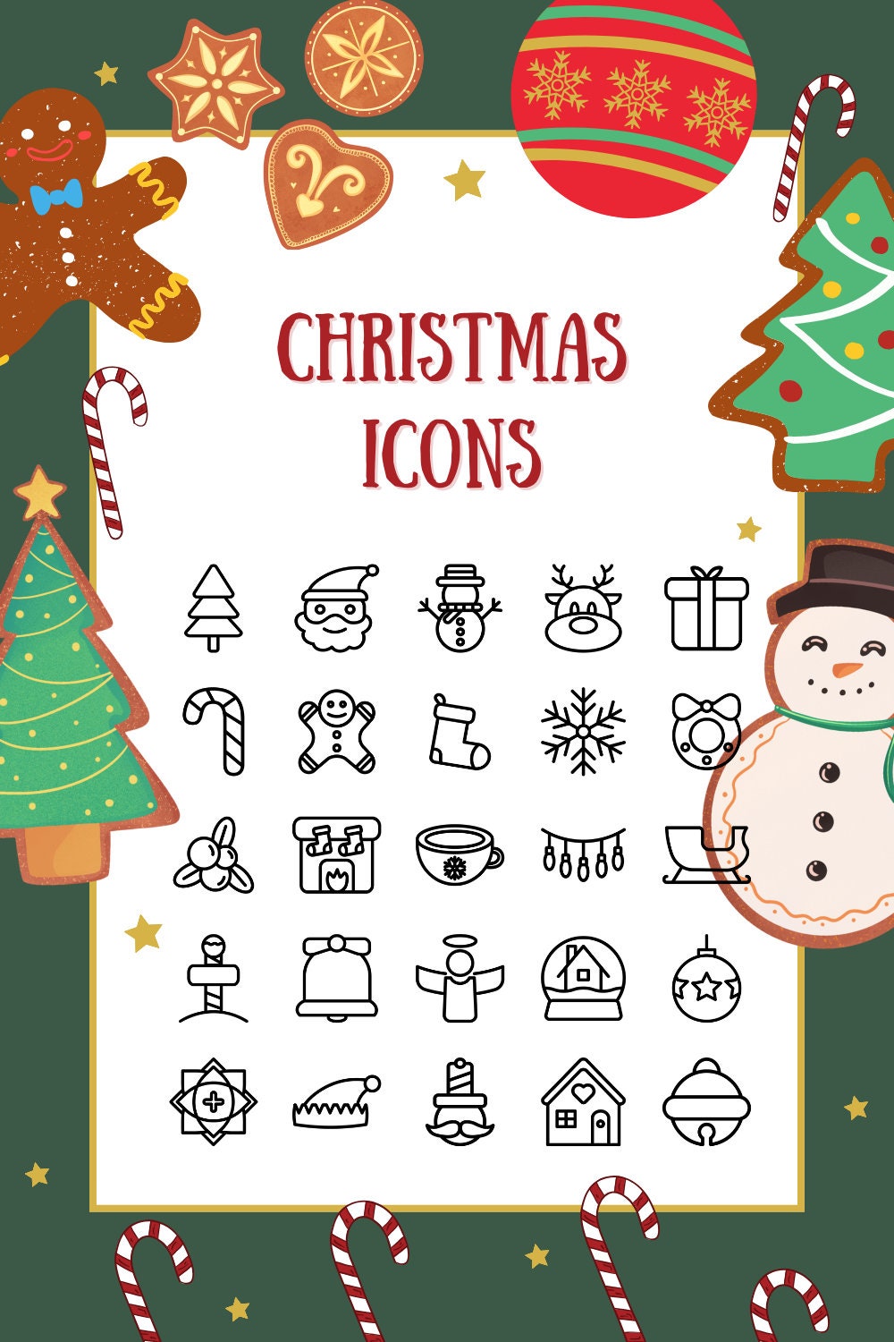 Christmas Icon Set Svg , SVG Icons, Christmas Svg, Santa Svg, Christmas ...