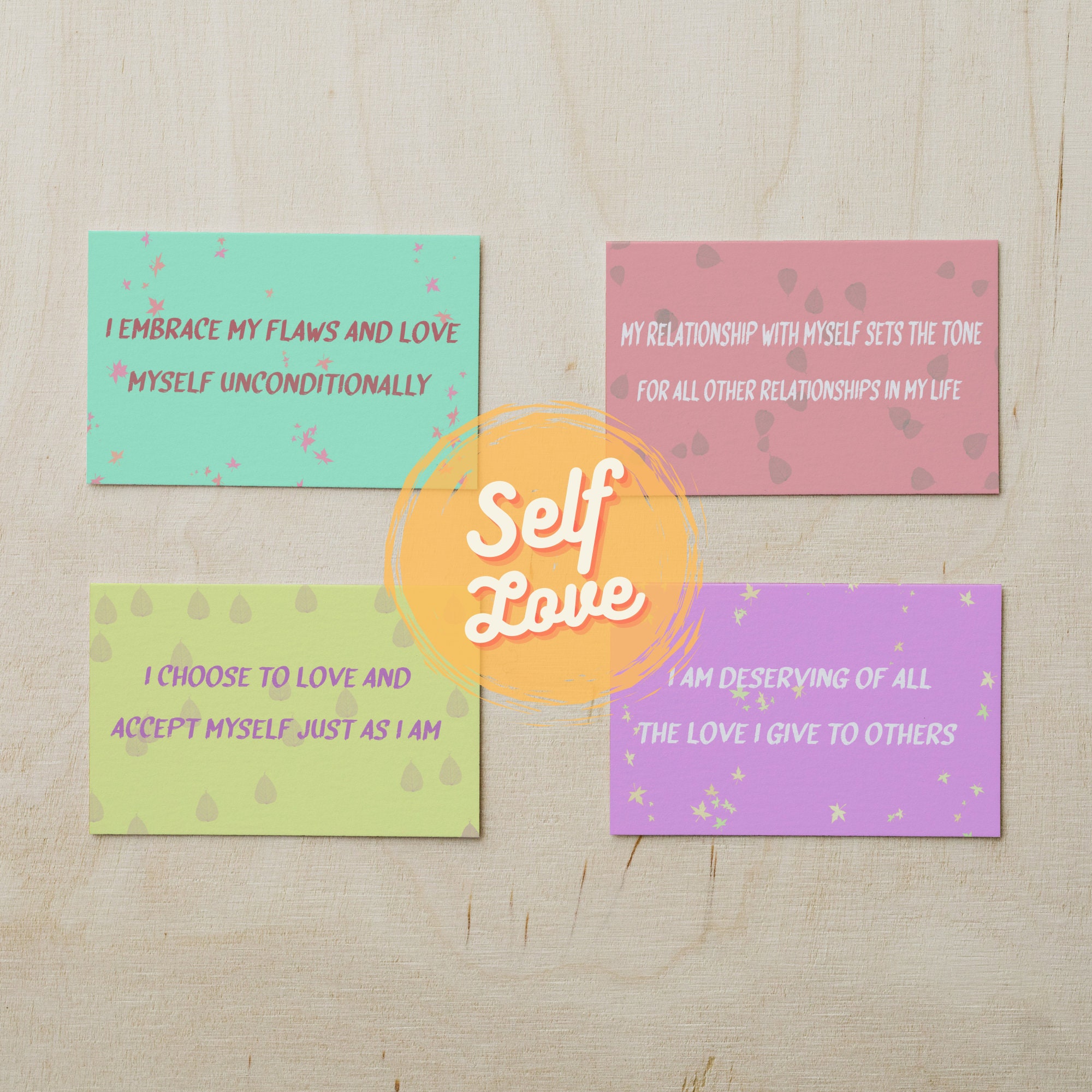 Landscape Self Love Affirmation Pastel Color Cards, Daily Affirmation ...