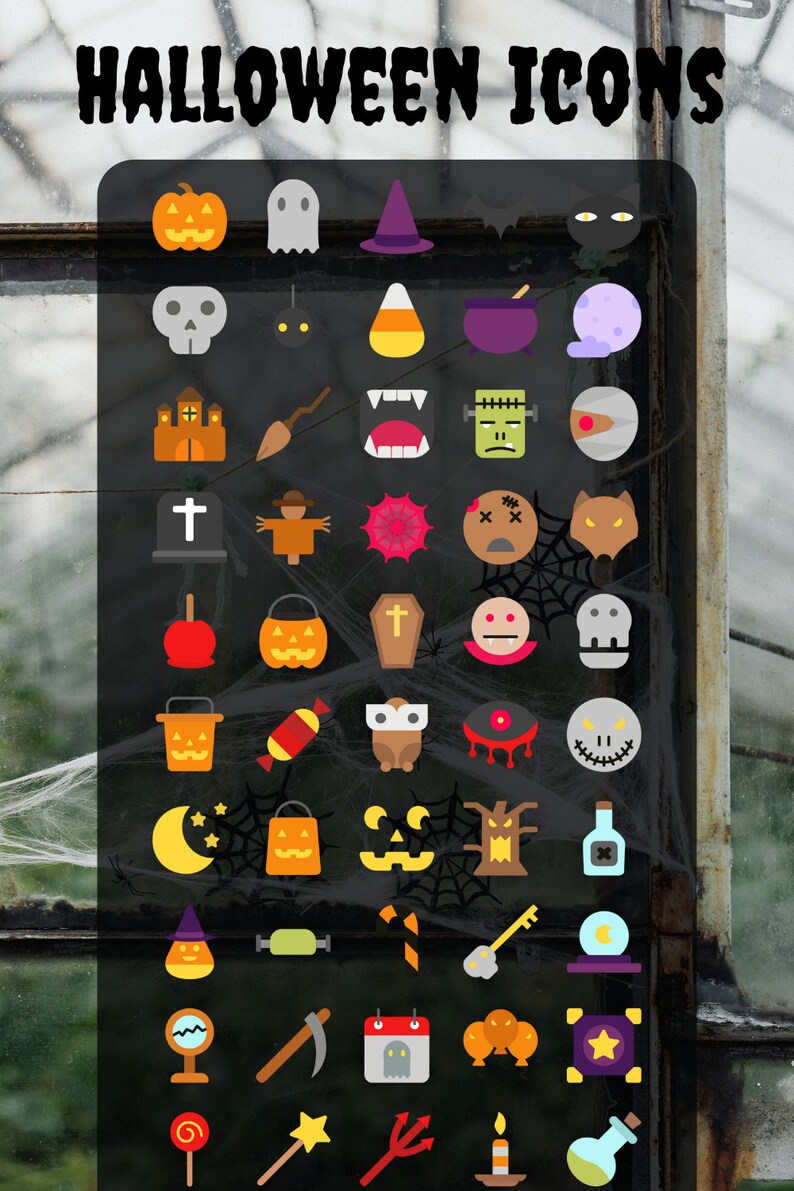 300 Halloween Icon Set SVG Icons PNG Icons Line Style Icon - Etsy