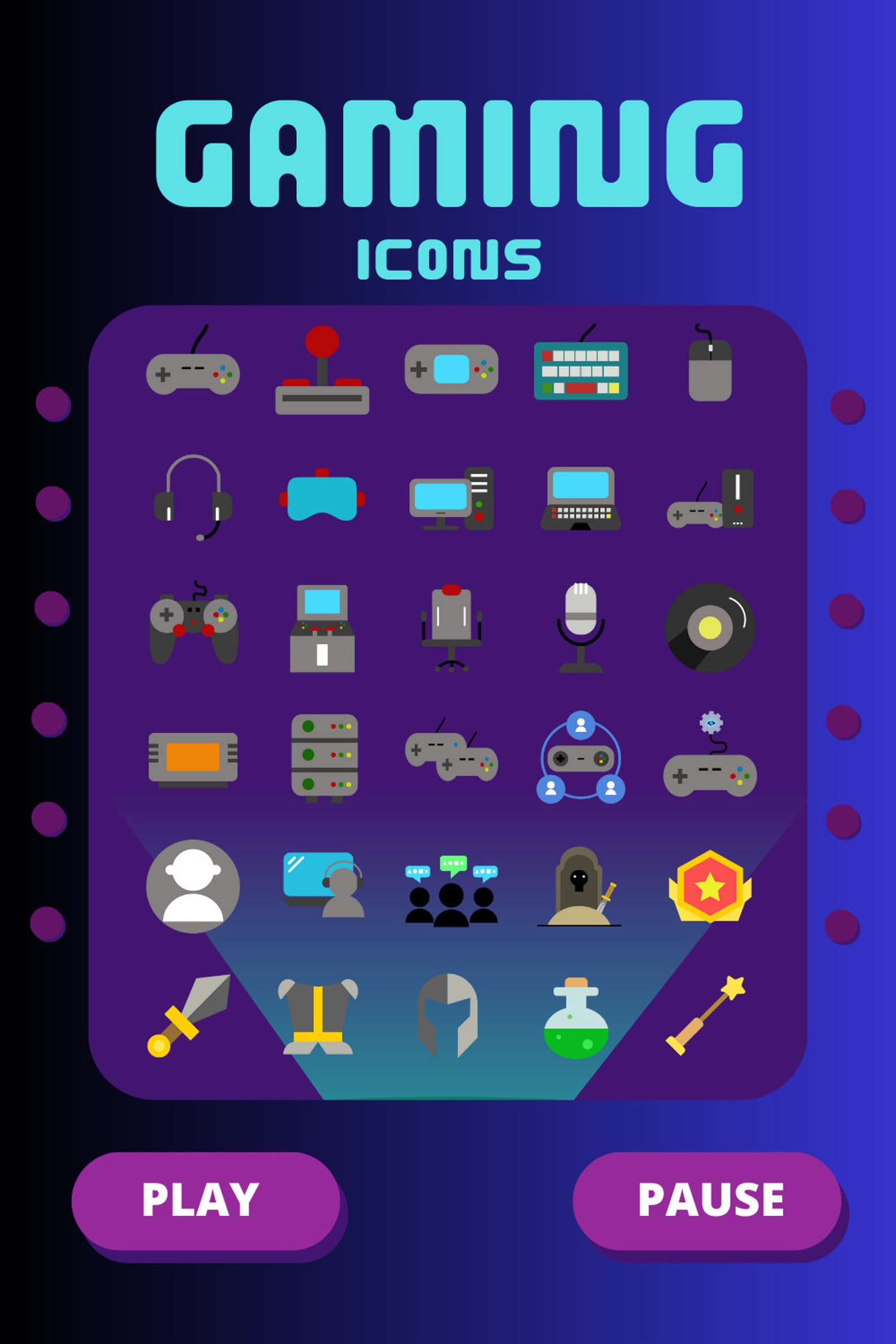300 Gaming Icons Bundle, Icon Set, Game Icon Pack, Icons in Line , Flat ...