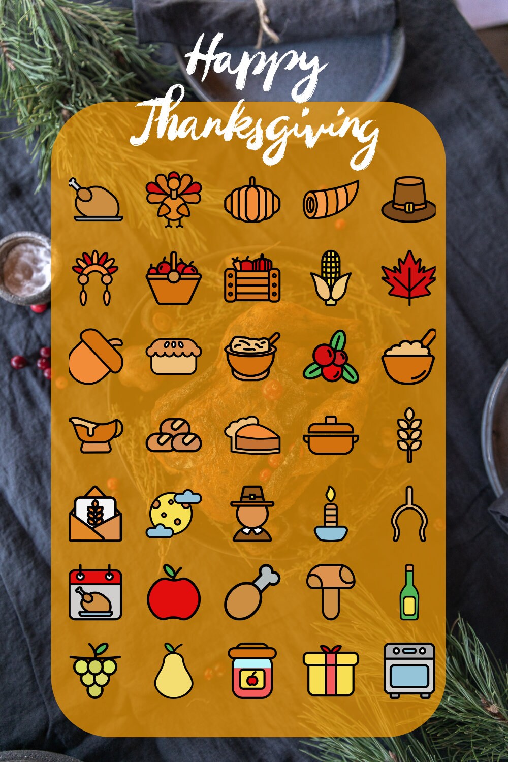 210 Thanksgiving Icons, Thanksgiving Icon Line Style, Flat Style ...