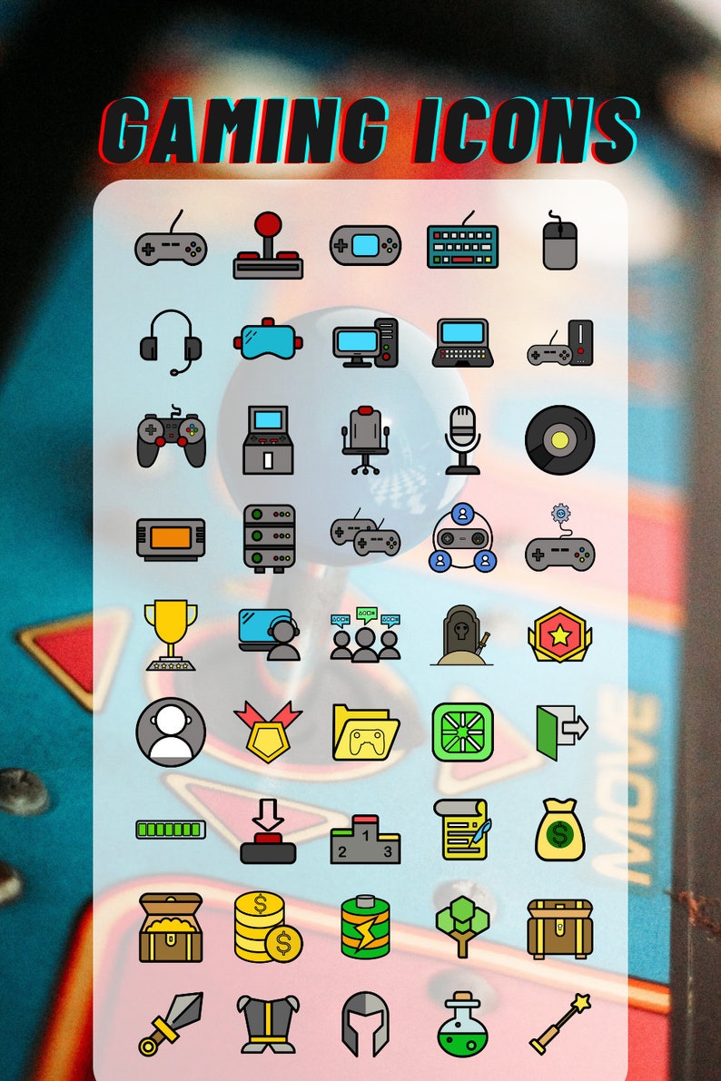 300 Gaming Icons Bundle, Icon Set, Game Icon Pack, Icons in Line , Flat ...