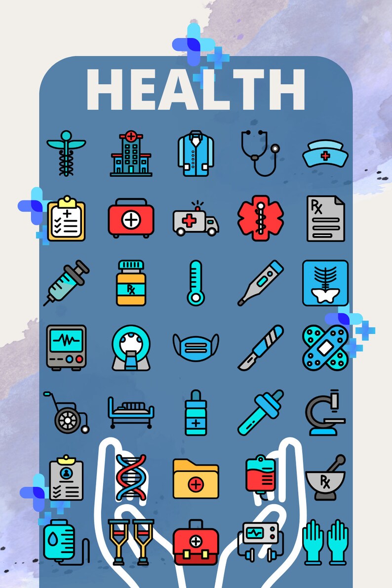300 Health Icons Bundle, Health Icon Set, Icons in Line , Flat and ...