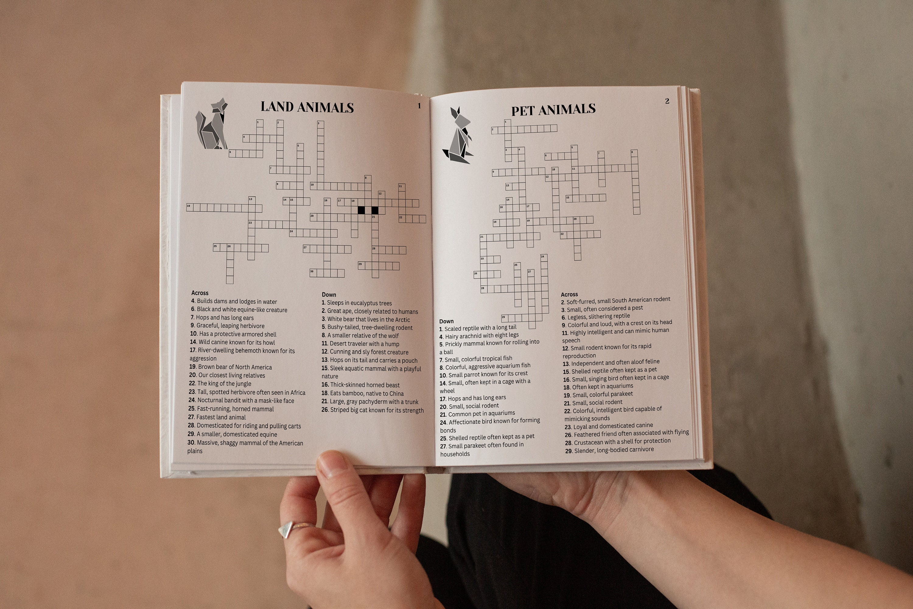 Printable Animals Crossword Puzzle and Word Hunt, Word Search Puzzle ...