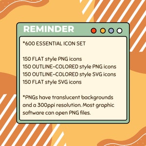 Essential Icons Flat Style Outline-colored Style Icons - Etsy