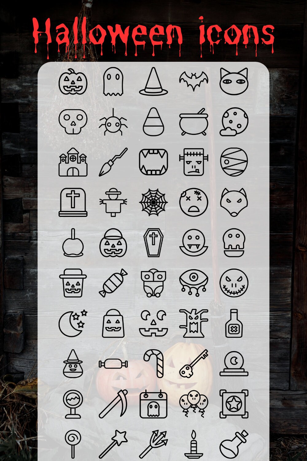 300 Halloween Icon Set, SVG Icons, PNG Icons, Line Style Icon, Flat ...