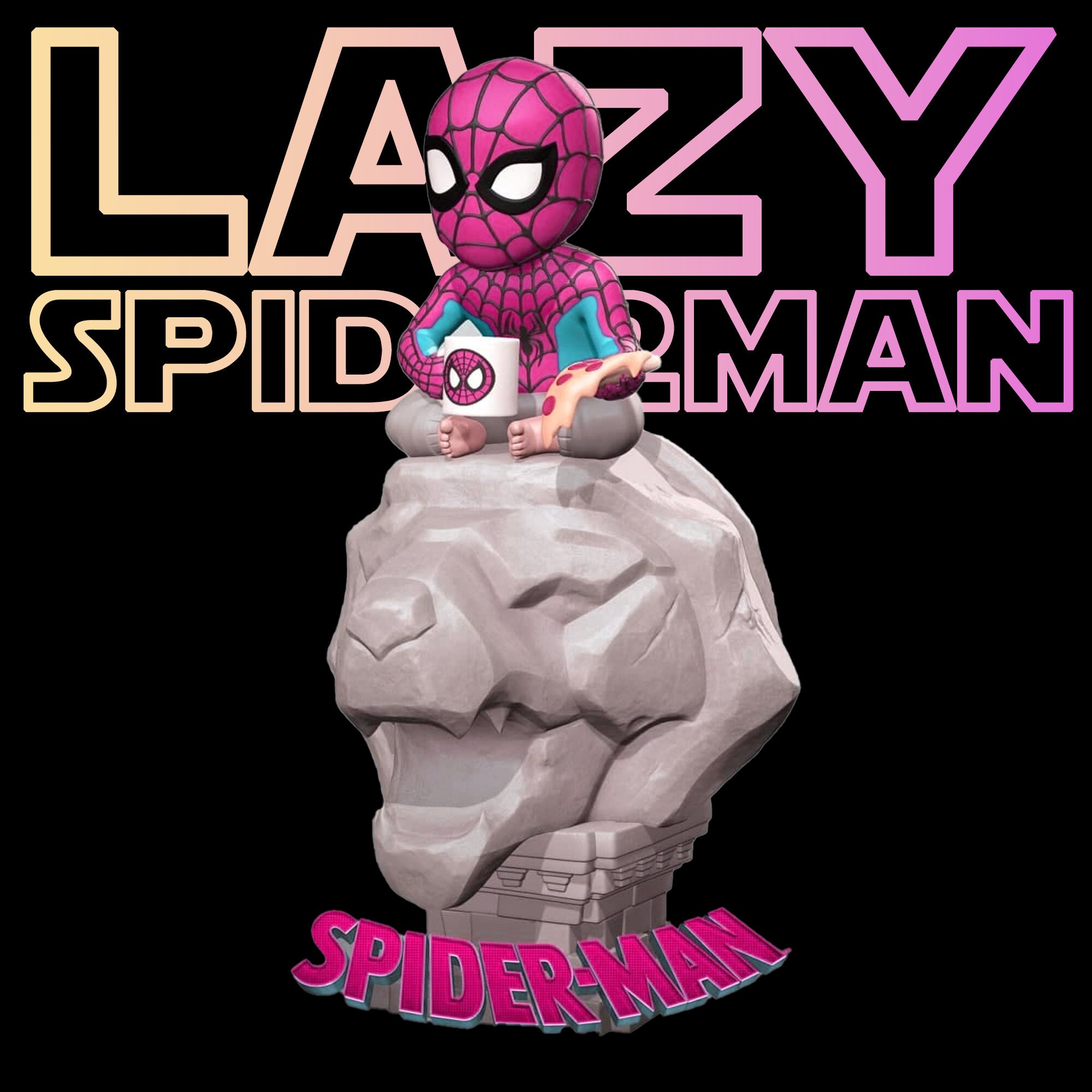 Lazy Mini Spider Man Figure STL Model for 3D Printing 3D Printable STL ...