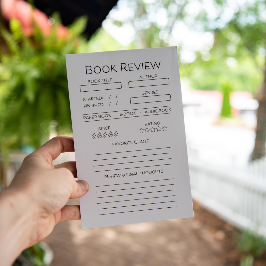 Book Review Notepad | 5"x8" | Tear-away 50 Pages | Modern White Black ...