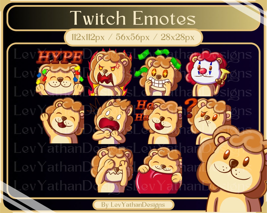 10 Cute Lion Emotes / Twitch Emotes / Discord Emotes / Animal Emotes - Etsy
