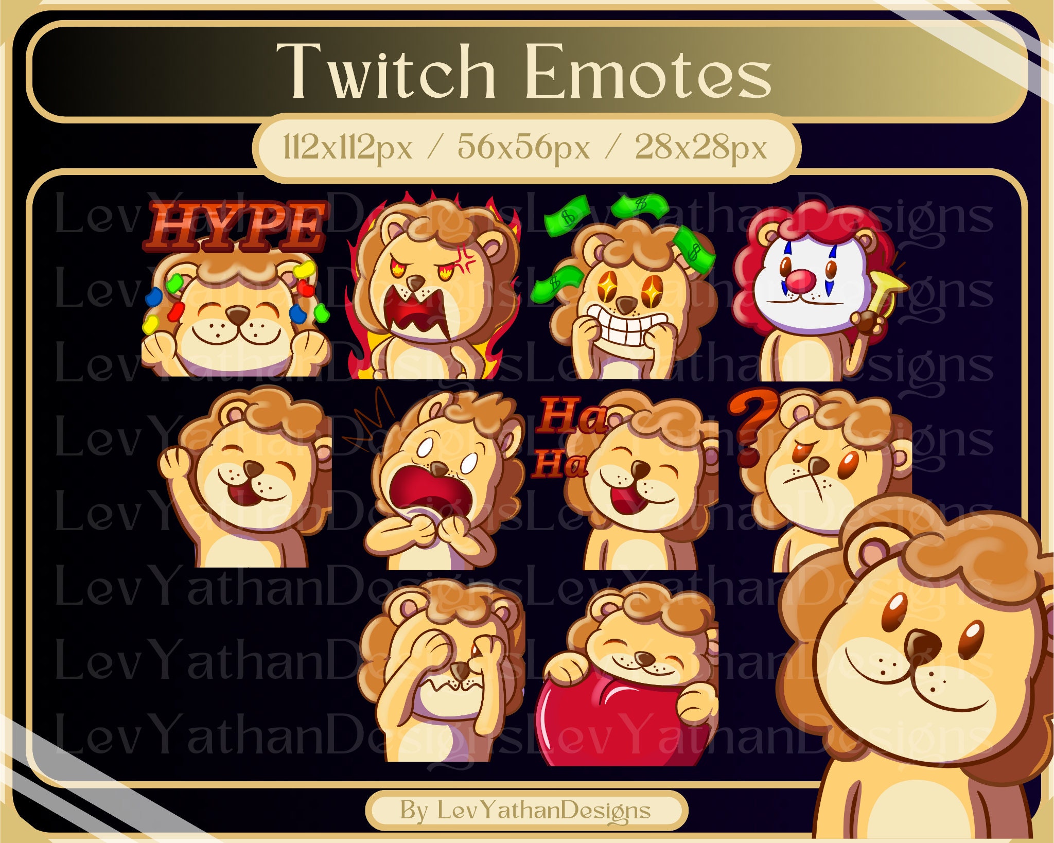 10 Cute Lion Emotes / Twitch Emotes / Discord Emotes / Animal Emotes - Etsy