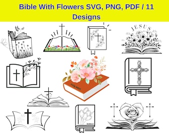 Open Bible Svg/ Cross and Bible/ Bible Book/ Christian Svg/ Catholic ...