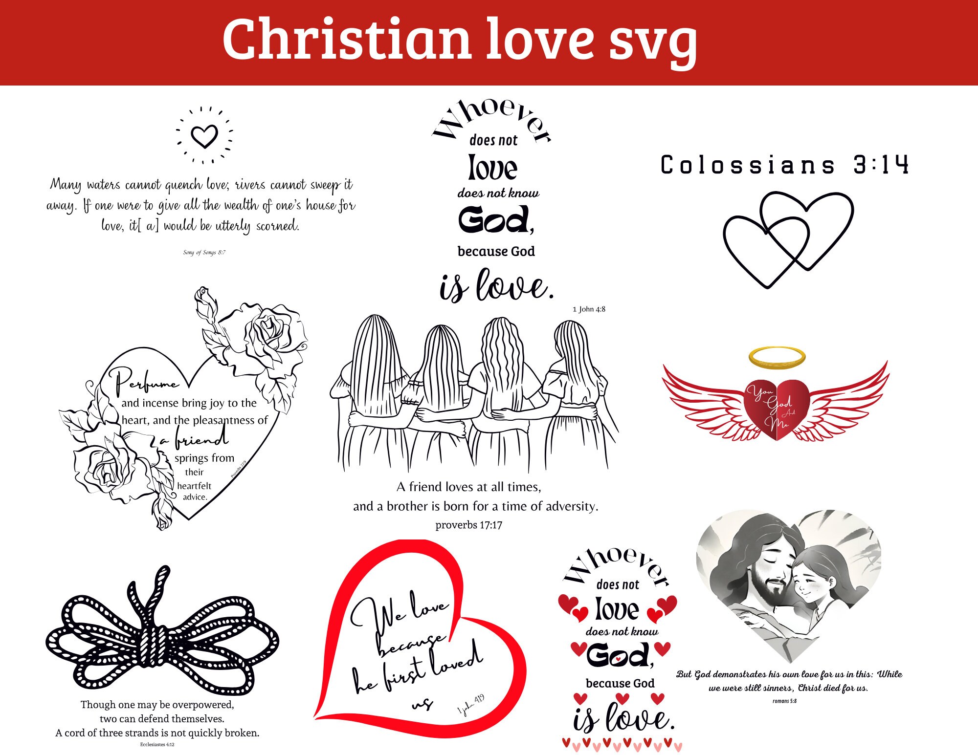 Christian Love Svg | PNG | PDF | Cut File Bundle | Bible Verse About ...
