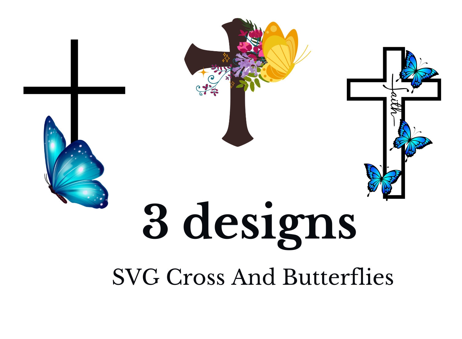 SVG Cross and Butterfly/ Christian Svg Bundle/ Cross Svg/ Christian ...