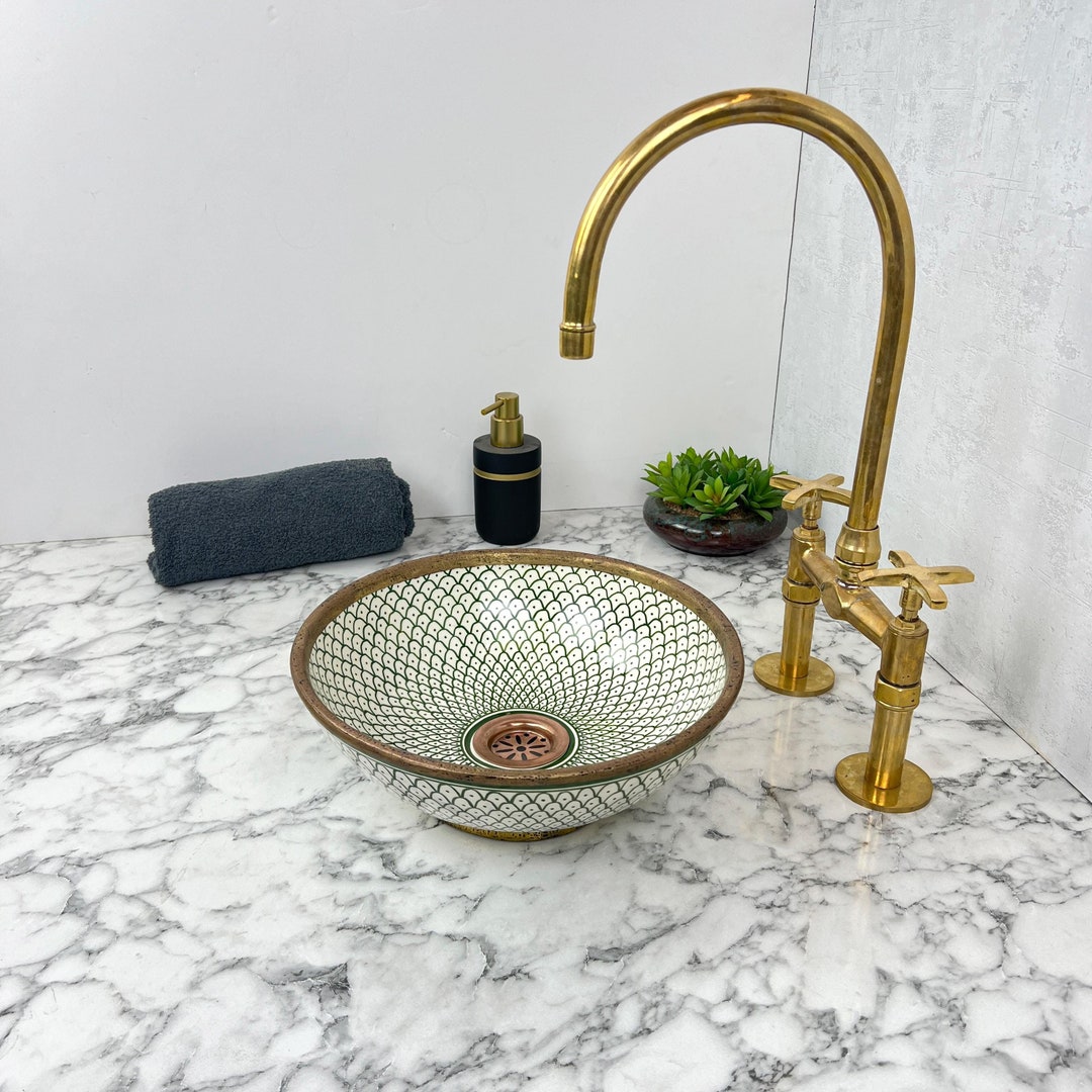 Fish Scales Handmade Bathroom Sink - Ceramic Basin Sink - Undermount ...