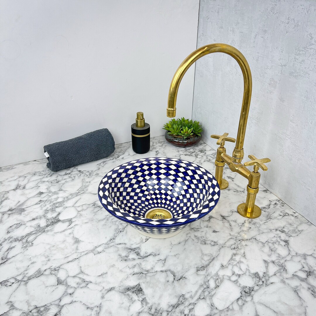 Blue Bathroom Basin, Ceramic Sink, Hand Wash Basin, Bowl Sink, Vessel ...