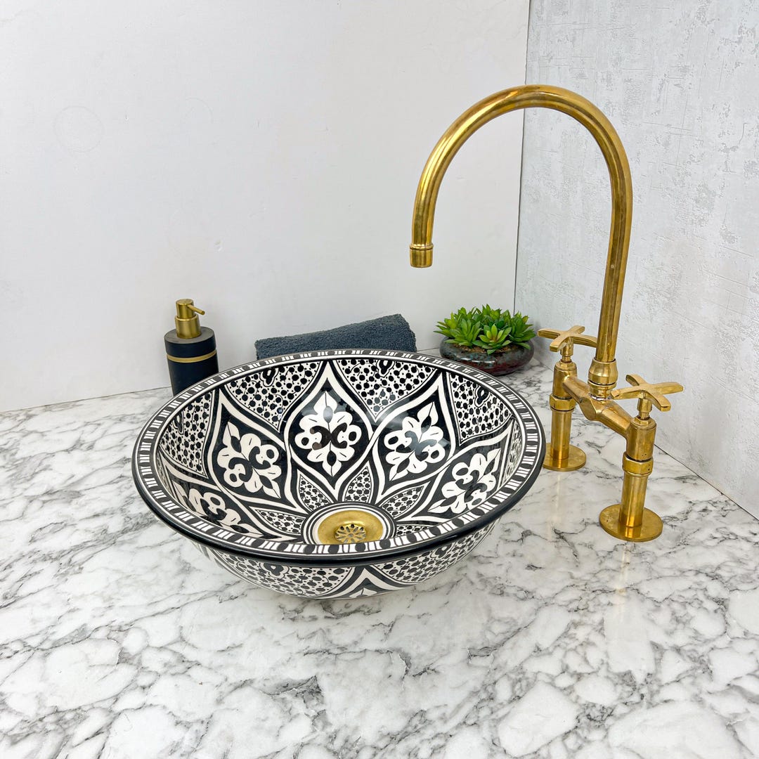 Round Ceramic Washbasin for Counter Top Vanity - Handmade Farmhouse ...