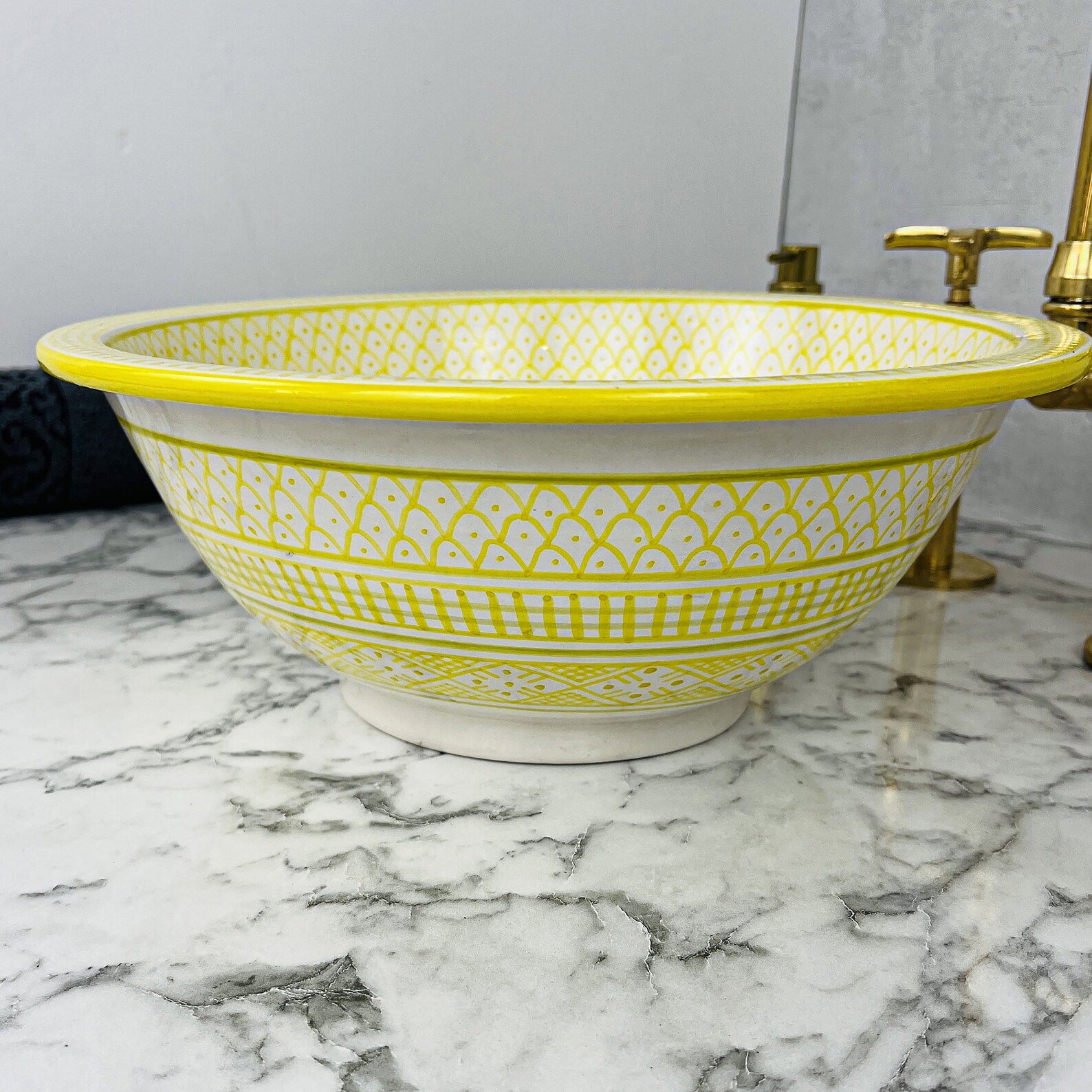 Custom Made Yellow Ceramic Wash Basin Countertop Sink Vanity - Handmade ...