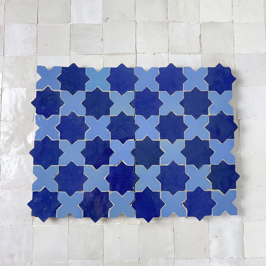 Handmade 12" X 12" Moroccan Zellige Tiles, Mosaic Tiles, Bathroom Floor ...