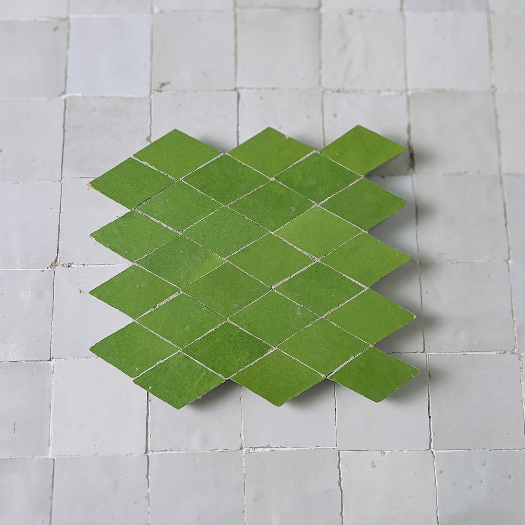 Custom Made Green Moroccan Zellige Tiles, Mosaic Tiles for Patio ...