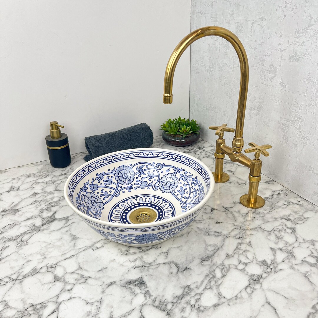 Custom Round Bathroom Basin Sink Vanity Counter Top - Handmade ...