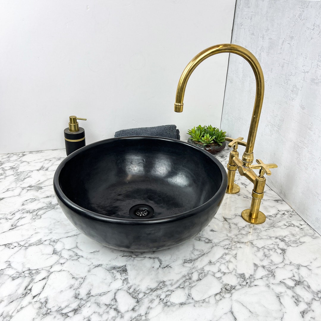 Custom Made Bathroom Terracotta Basin Countertop Black Tadelakt Sink ...