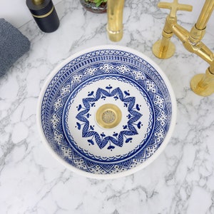 Custom Blue Ceramic Basin Vanity Countertop - Modern Bathroom Sink ...
